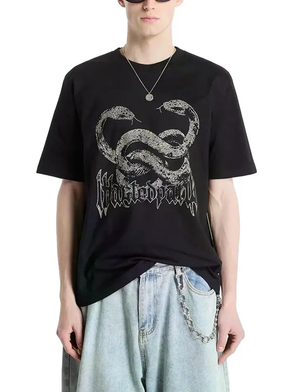 WASTED Snake-print T-shirt - Black
