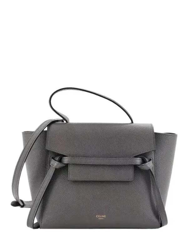Celine Textured Leather Belt Bag Nano Shoulder Bag - Grey