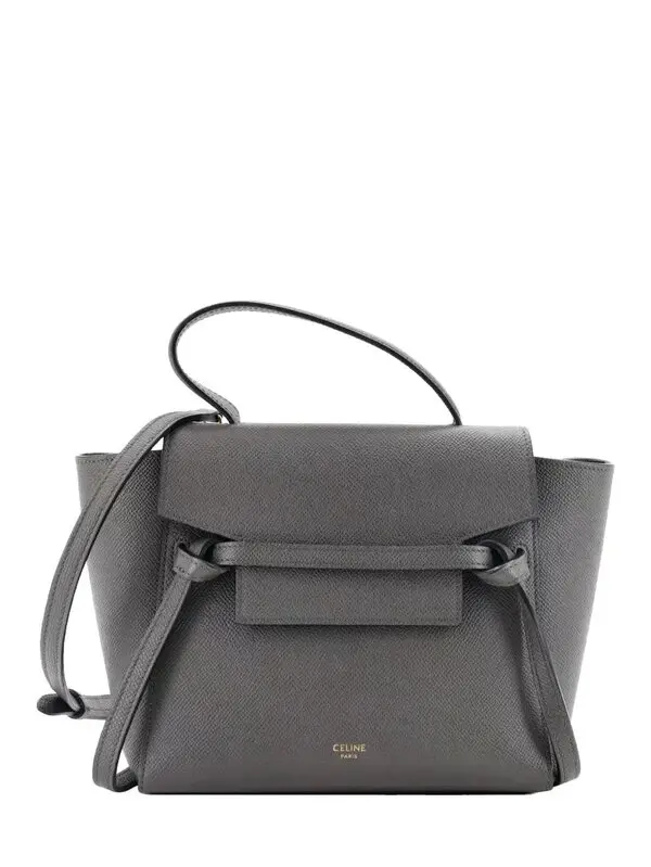 Celine Textured Leather Belt Bag Nano Shoulder Bag - Grey