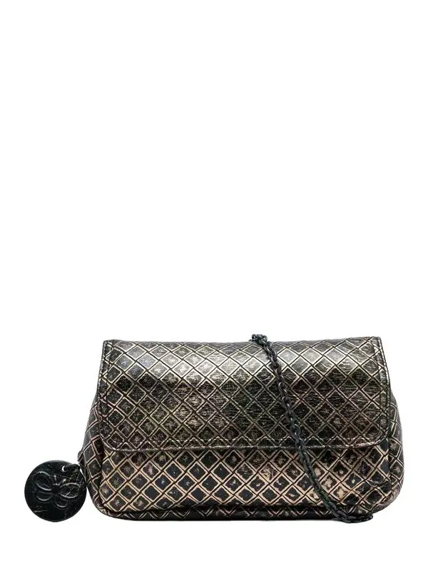 Bottega Veneta Metallic Calfskin Chain Flap Crossbody Bag - Gold