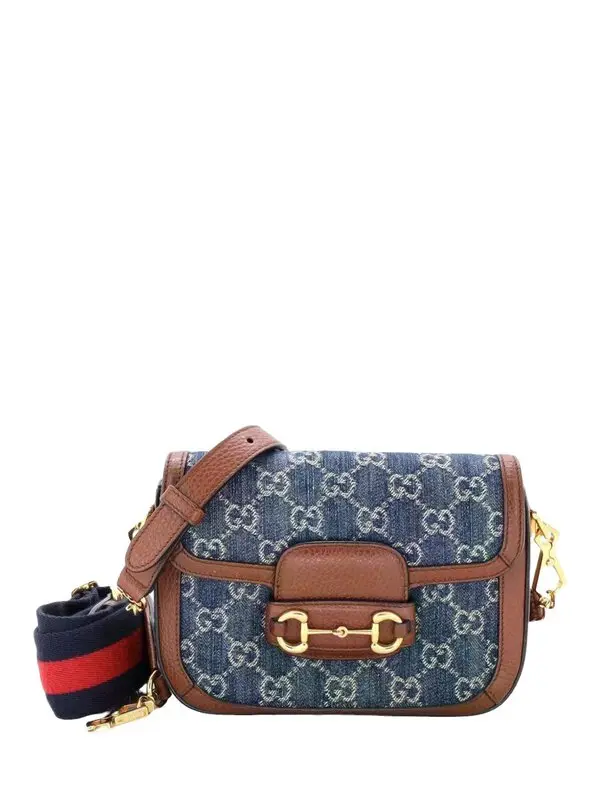 Gucci Horsebit 1955 Gg Denim Mini Shoulder Bag - Blue