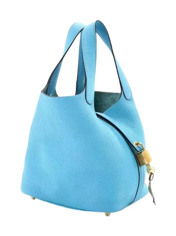 Hermès Picotin Lock Bag Clemence Pm Bucket Bag - Blue