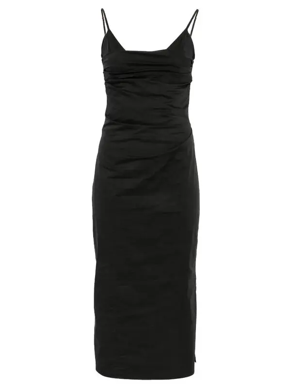Patrizia Pepe Ruched Spaghetti-strap Midi Dress - Black