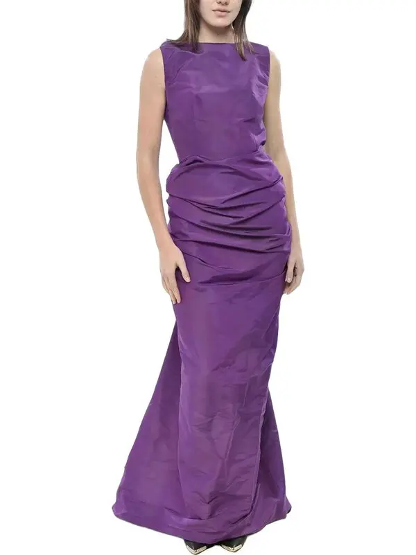 SUPER BLOND Draped Silk Mermaid Dress - Purple