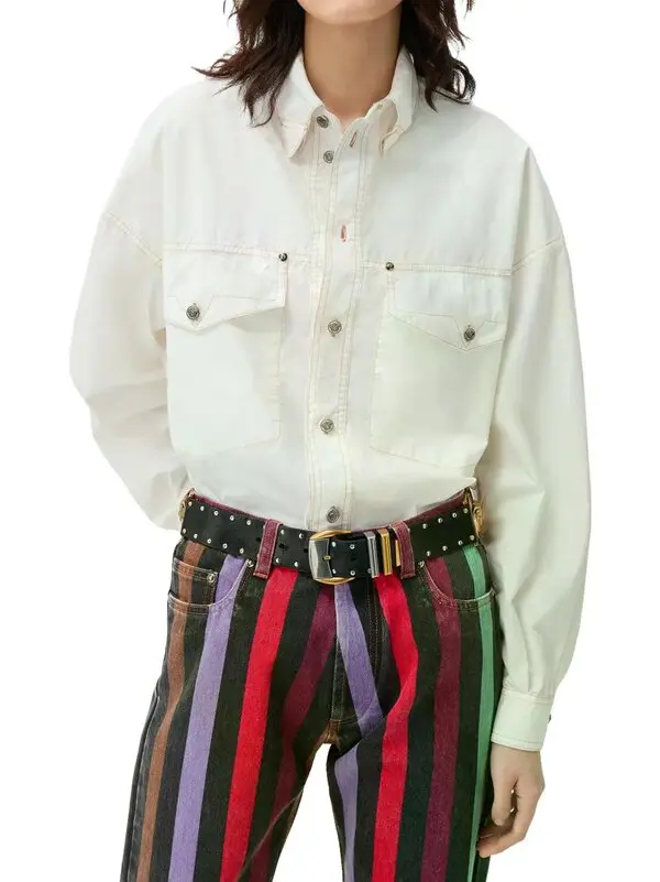 Versace Oversized Cotton Poplin Shirt With Medusa Buttons - White