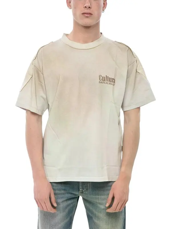 CULTURA Logo-embroidered Patch-detail T-shirt - Neutrals
