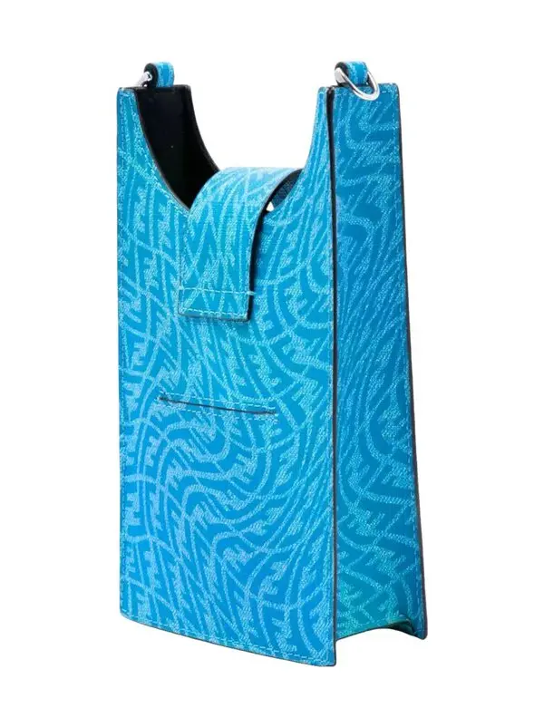 Fendi Coated Canvas Ff Vertigo Phone Holder Crossbody Bag - Blue