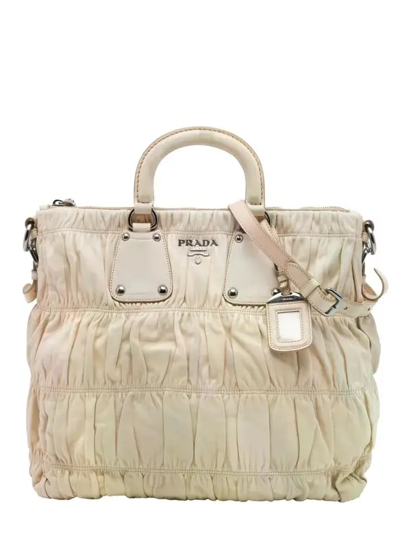 Prada Nappa Gaufre Satchel - Neutrals