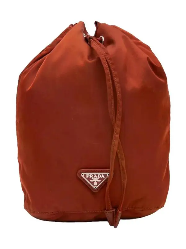 Prada Tessuto Drawstring Pouch Bucket Bag - Red