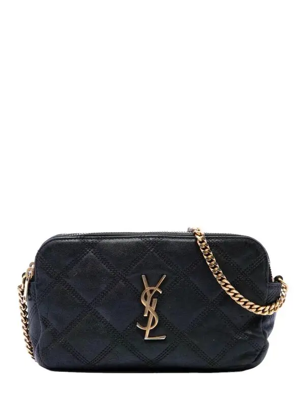 Saint Laurent Mini Quilted Lambskin Becky Double Zip Crossbody Bag - Black