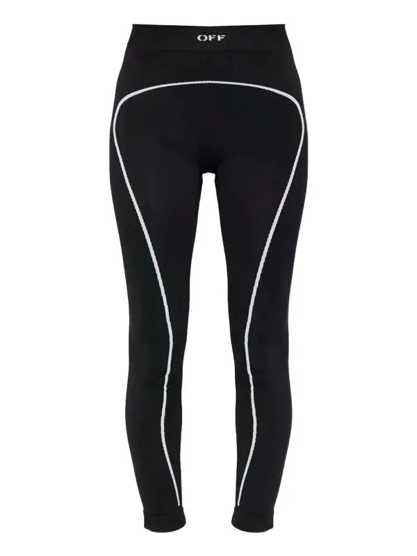 Off-White Logo-print Panelled Leggings - Black