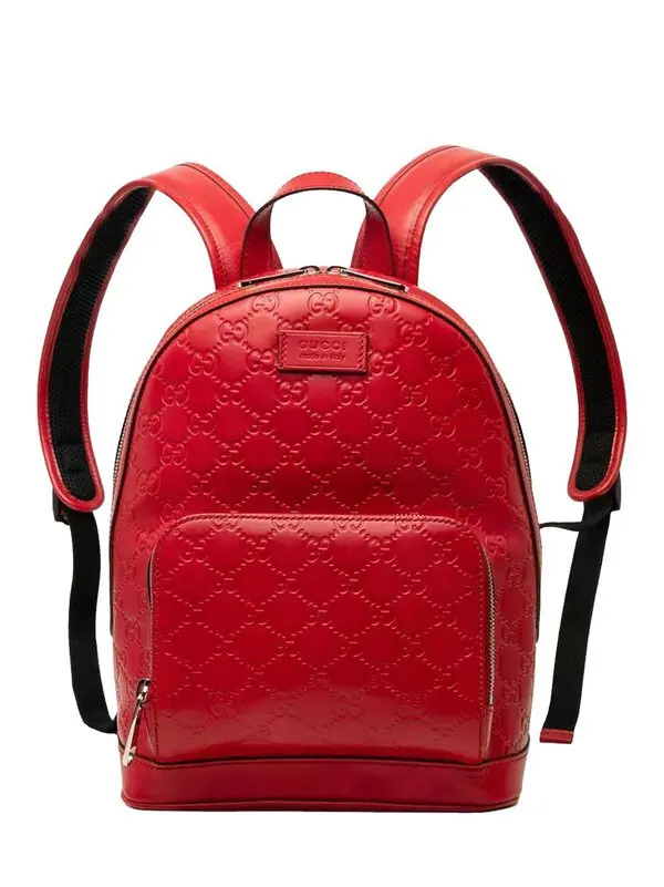 Gucci Embossed Leather Backpack - Red