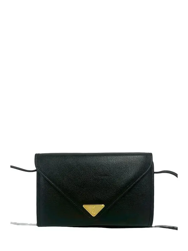 Saint Laurent Leather Envelope Flap Crossbody Bag - Black