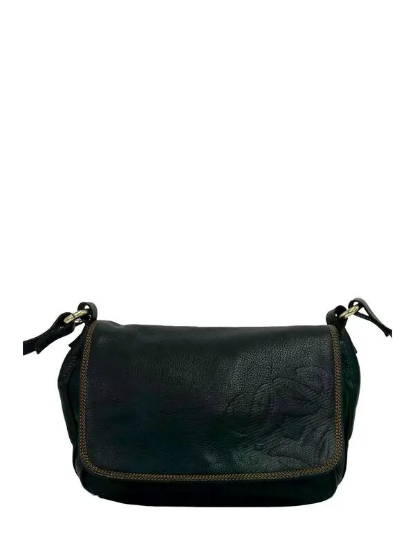Loewe Leather Anagram Flap Crossbody Bag - Black