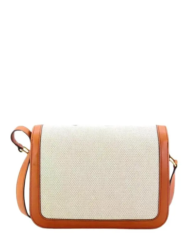 Celine Triomphe Shoulder Bag In Canvas And Leather - Brown