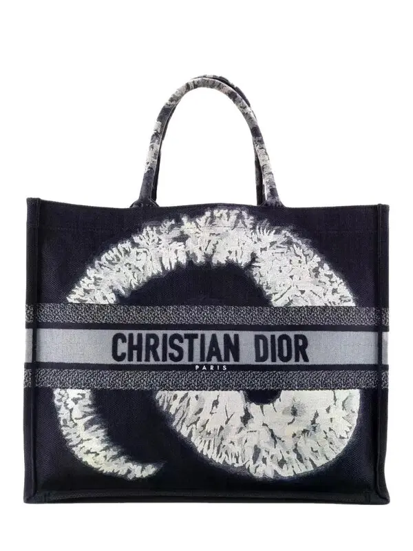 Dior Book Embroidered Canvas Large Tote Bag - Blue