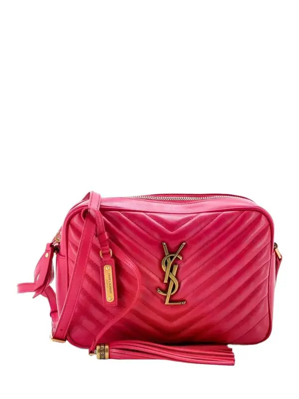 Saint Laurent Lou Camera Bag Matelasse Chevron Leather Small Crossbody Bag - Black