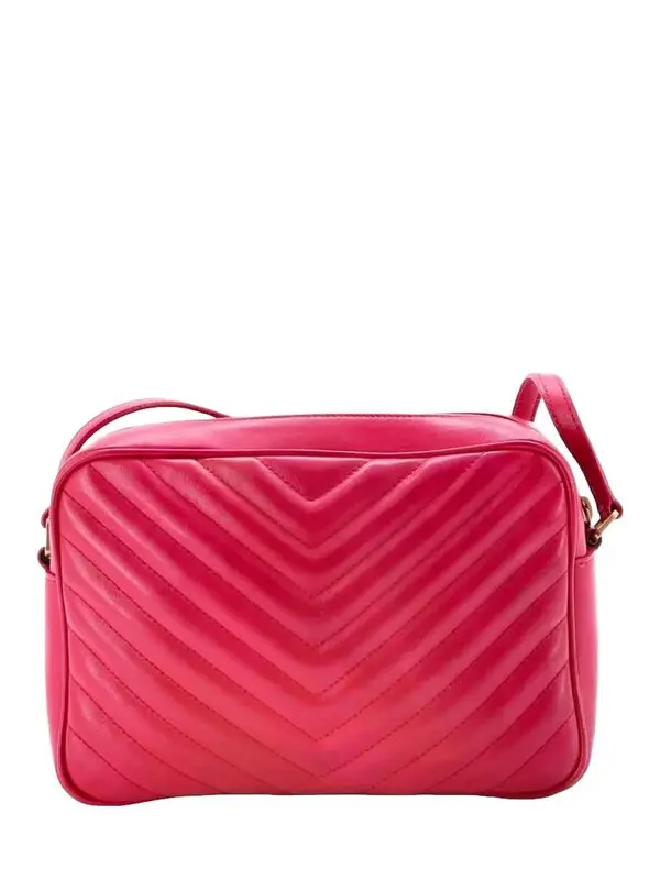 Saint Laurent Lou Camera Bag Matelasse Chevron Leather Small Crossbody Bag - Black