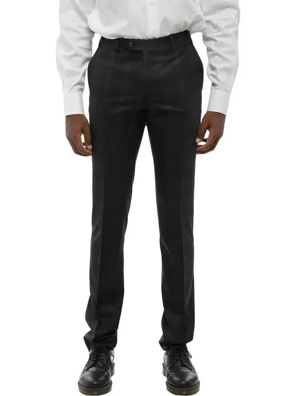 Corneliani District-check Wool Trousers - Grey