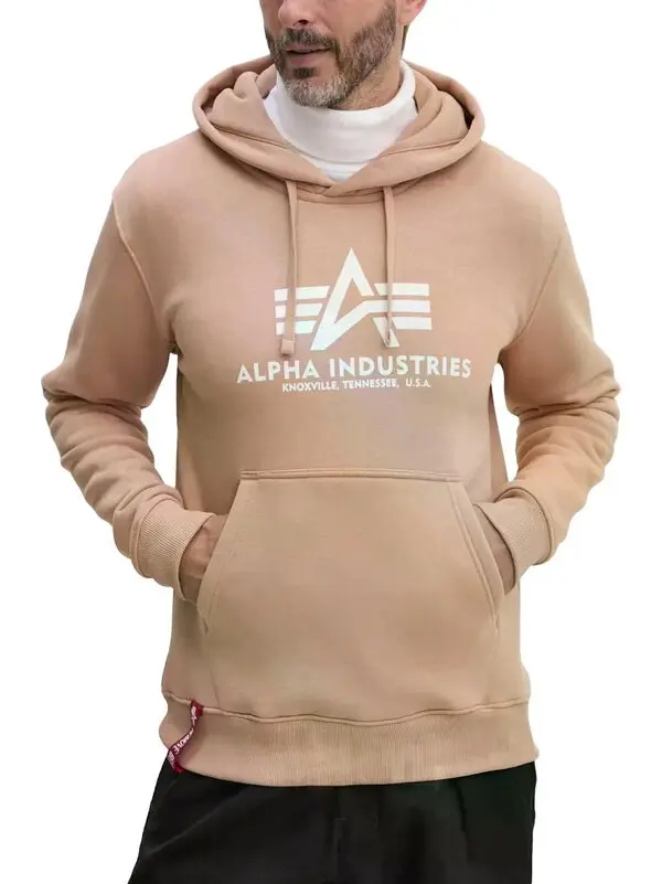 Alpha Industries Logo Print Drawstring Hoodie - Neutrals