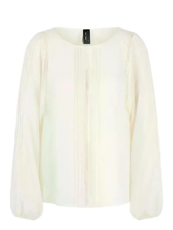 MARCCAIN Pleated Lace-trim Blouse - Neutrals