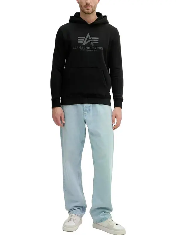 Alpha Industries Logo Pouch Pocket Hoodie - Black
