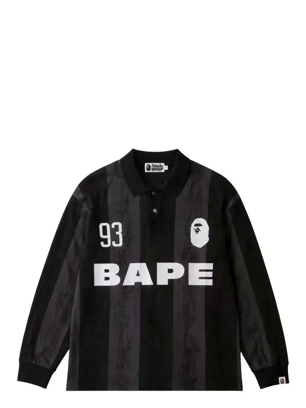 A BATHING APE Striped Logo-print Polo Shirt - Black