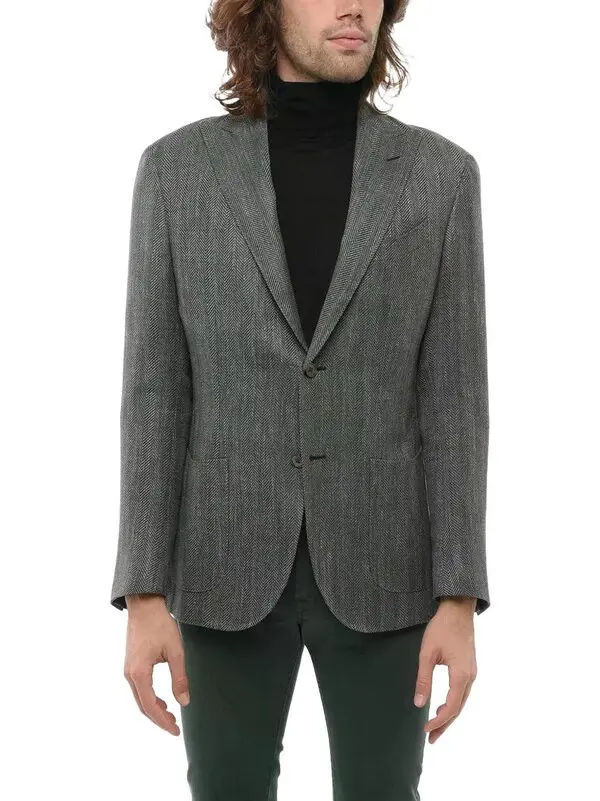 Corneliani Herringbone Peak-lapel Blazer - Grey