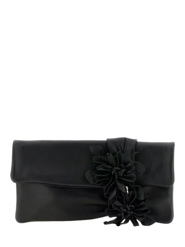 JIMMY CHOO Zandra Floral-appliqué Clutch Bag - Black
