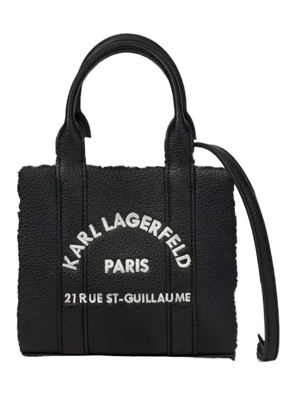Karl Lagerfeld Mini Rue St-guillaume Shearling Square Tote Bag - Black