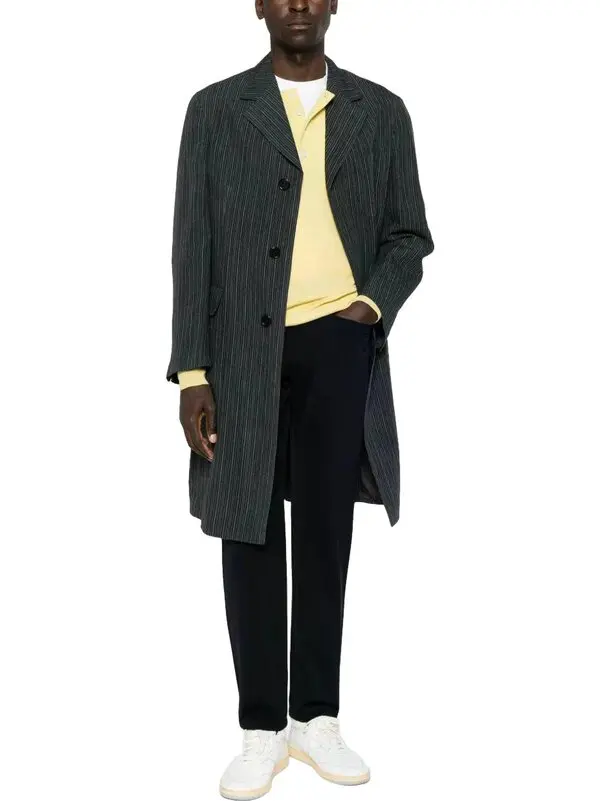 ROMEO GIGLI 1990s Stripe-pattern Single-breasted Coat - Grey