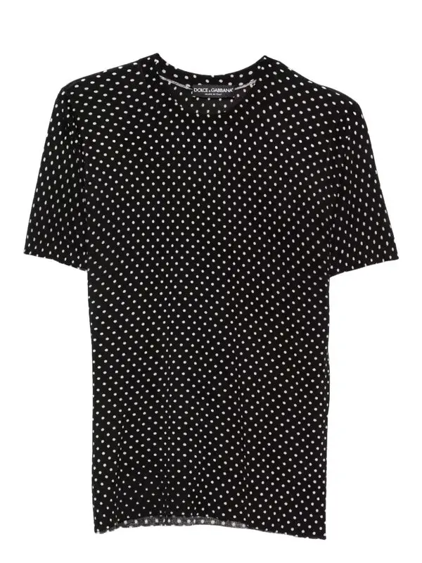 Dolce & Gabbana 2000s Polka-dot Silk T-shirt - Black