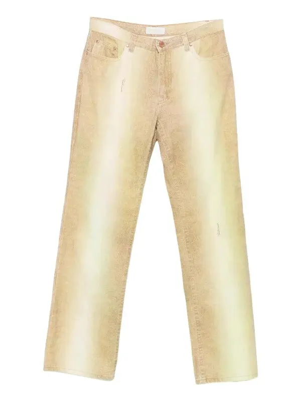 Roberto Cavalli 2000s Snakeskin-effect Straight-leg Trousers - Neutrals