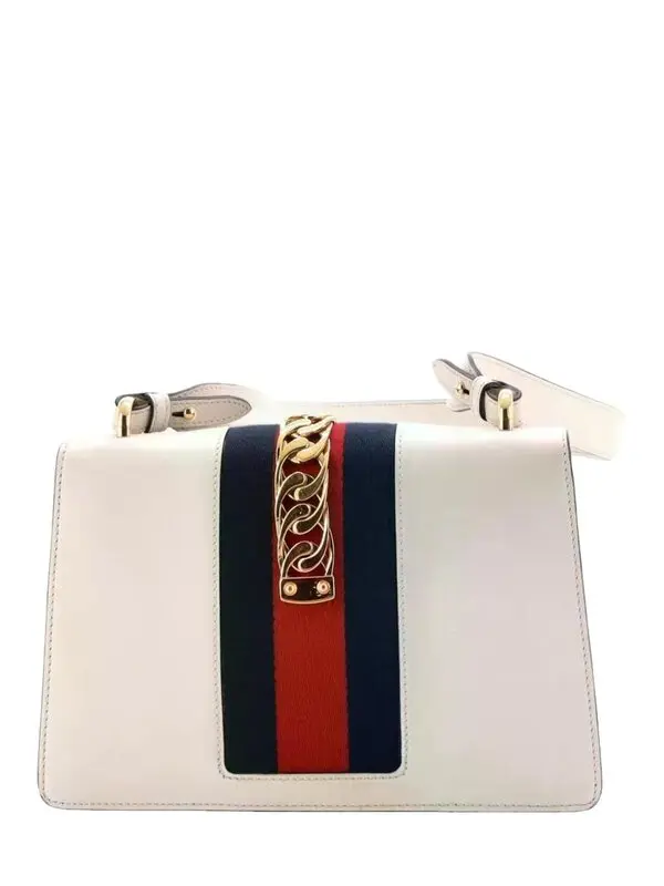 Gucci Sylvie Leather Small Shoulder Bag - White
