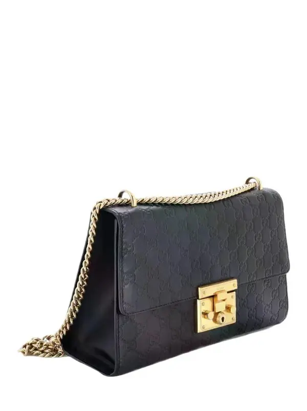 Gucci Padlock Gg Monogram Leather Shoulder Bag - Black
