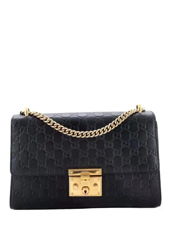 Gucci Padlock Gg Monogram Leather Shoulder Bag - Black