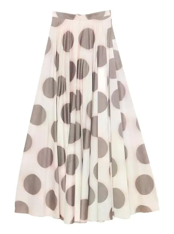 Camilla Polka Dot Pleated Maxi Skirt - Pink