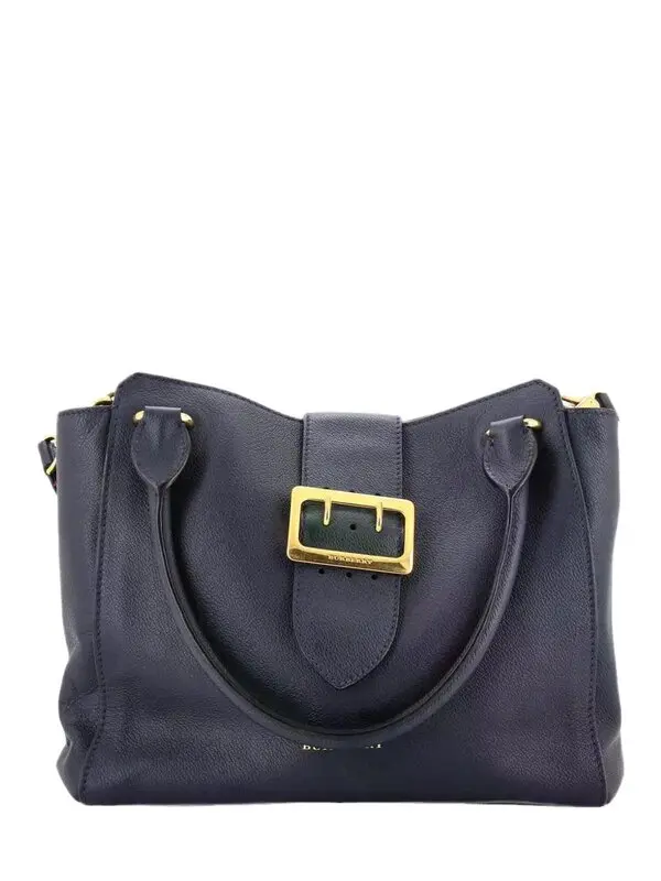 Burberry Buckle Leather Medium Tote Bag - Blue