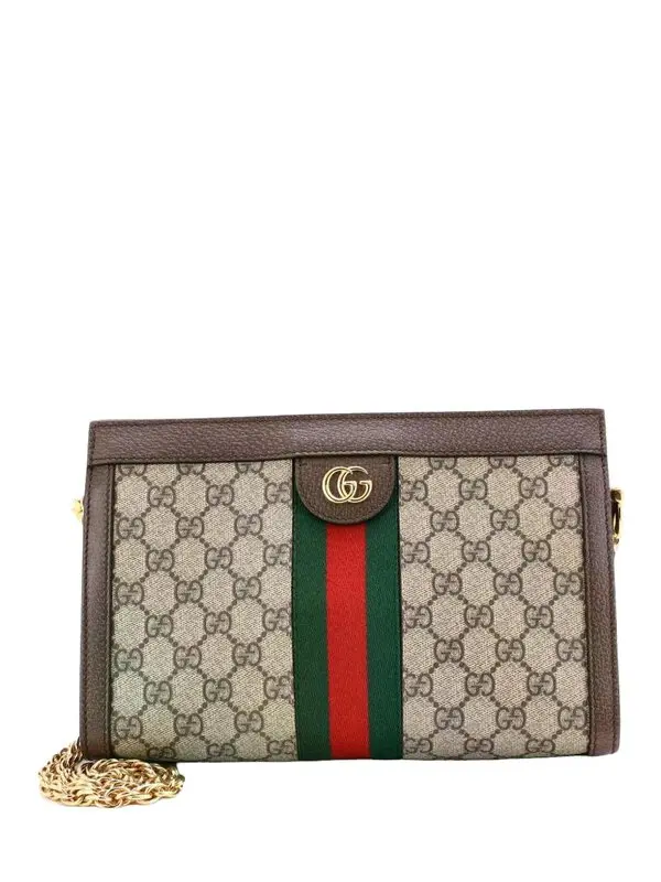 Gucci Ophidia Chain Shoulder Bag Gg Coated Canvas Small Crossbody Bag - Brown