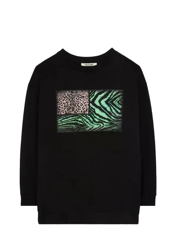 Roberto Cavalli Animal Print Detail Sweatshirt - Black