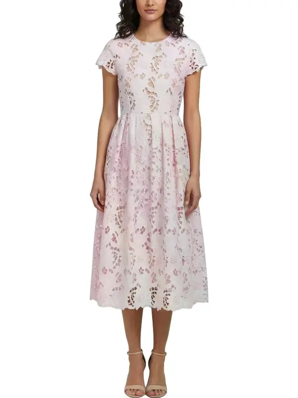 SELF-PORTRAIT Guipure Lace Midi Dress - Pink