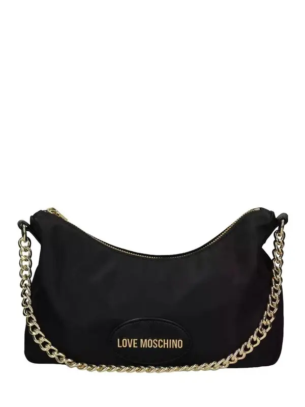 Moschino Logo Patch Chain Shoulder Bag - Black