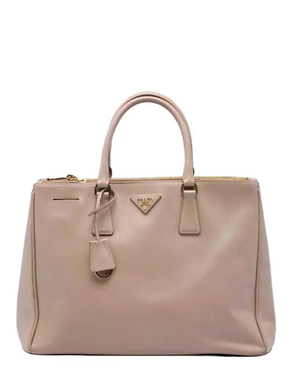 Prada Saffiano Lux Galleria Double Zip Tote Bag - Brown