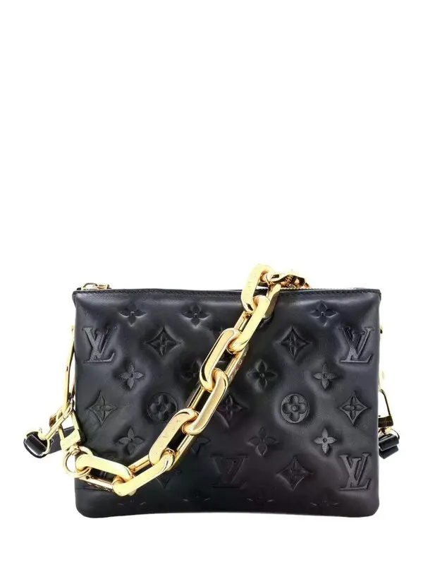 LOUIS VUITTON Monogram Embossed Lambskin Coussin Bb Crossbody Bag - Black