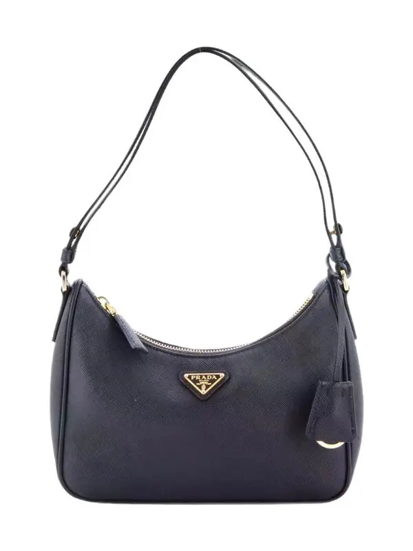 Prada Re-edition Saffiano Leather Mini Shoulder Bag - Black