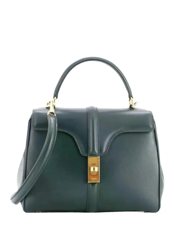 Celine 16 Top Handle Bag Smooth Calfskin Small Satchel - Green