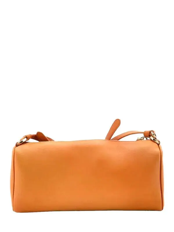 Prada Zip Buckle Leather Shoulder Bag - Orange
