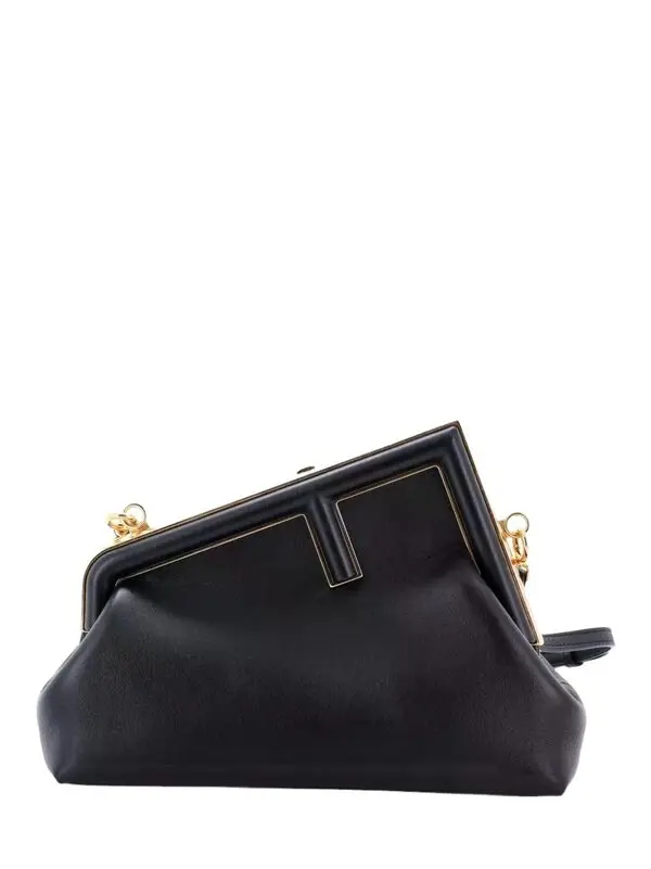 Fendi First Bag Leather Small Clutch Bag - Black