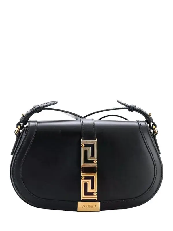 Versace Greca Goddess Leather Medium Shoulder Bag - Black