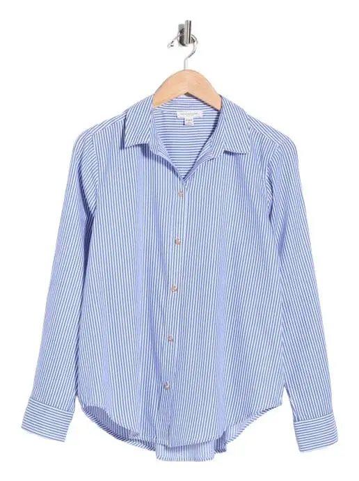 BEACHLUNCHLOUNGE Bentley Striped Cotton Button-up Shirt - Blue Stone